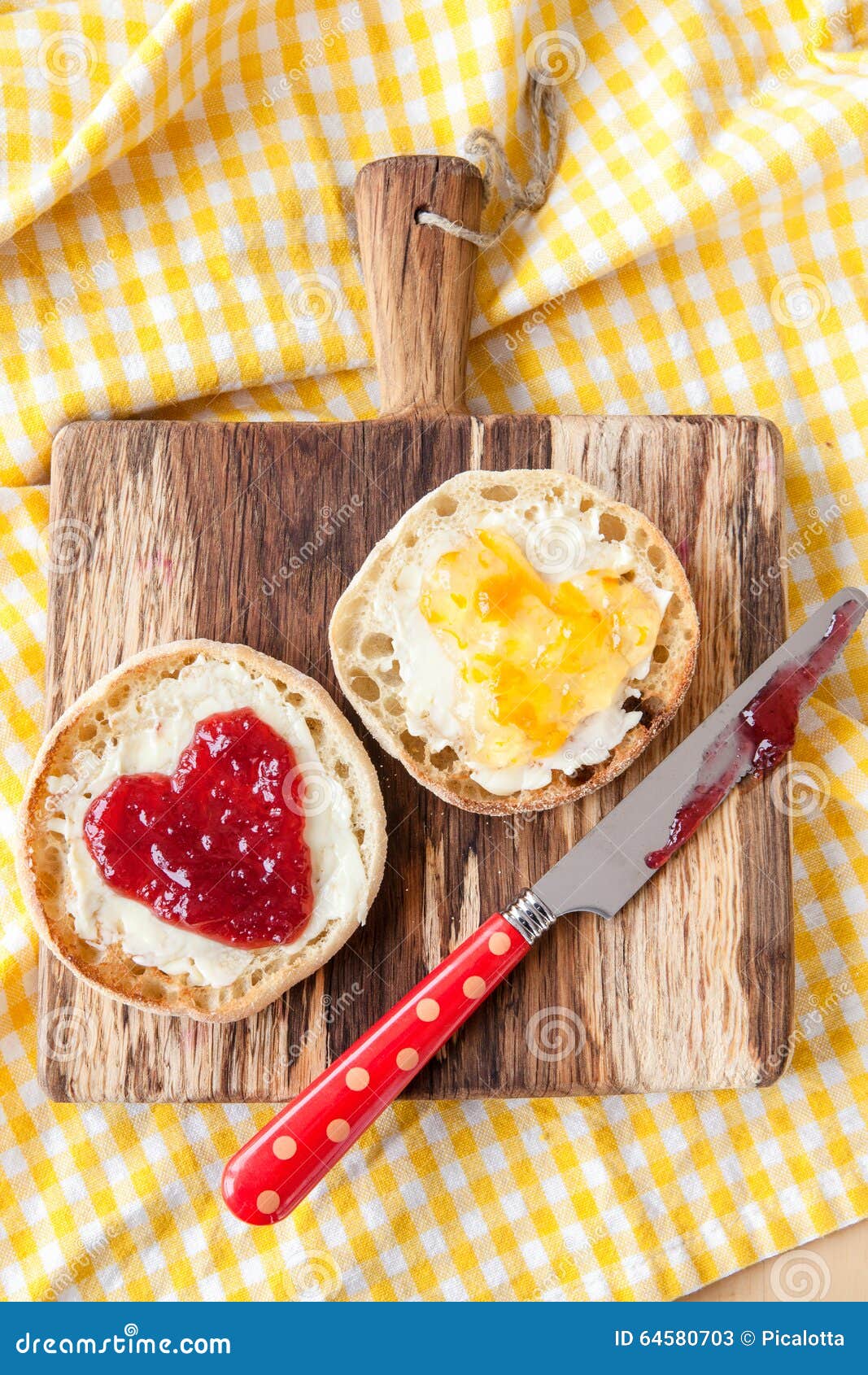 Toast with jam stock image. Image of love, dots, food - 64580703