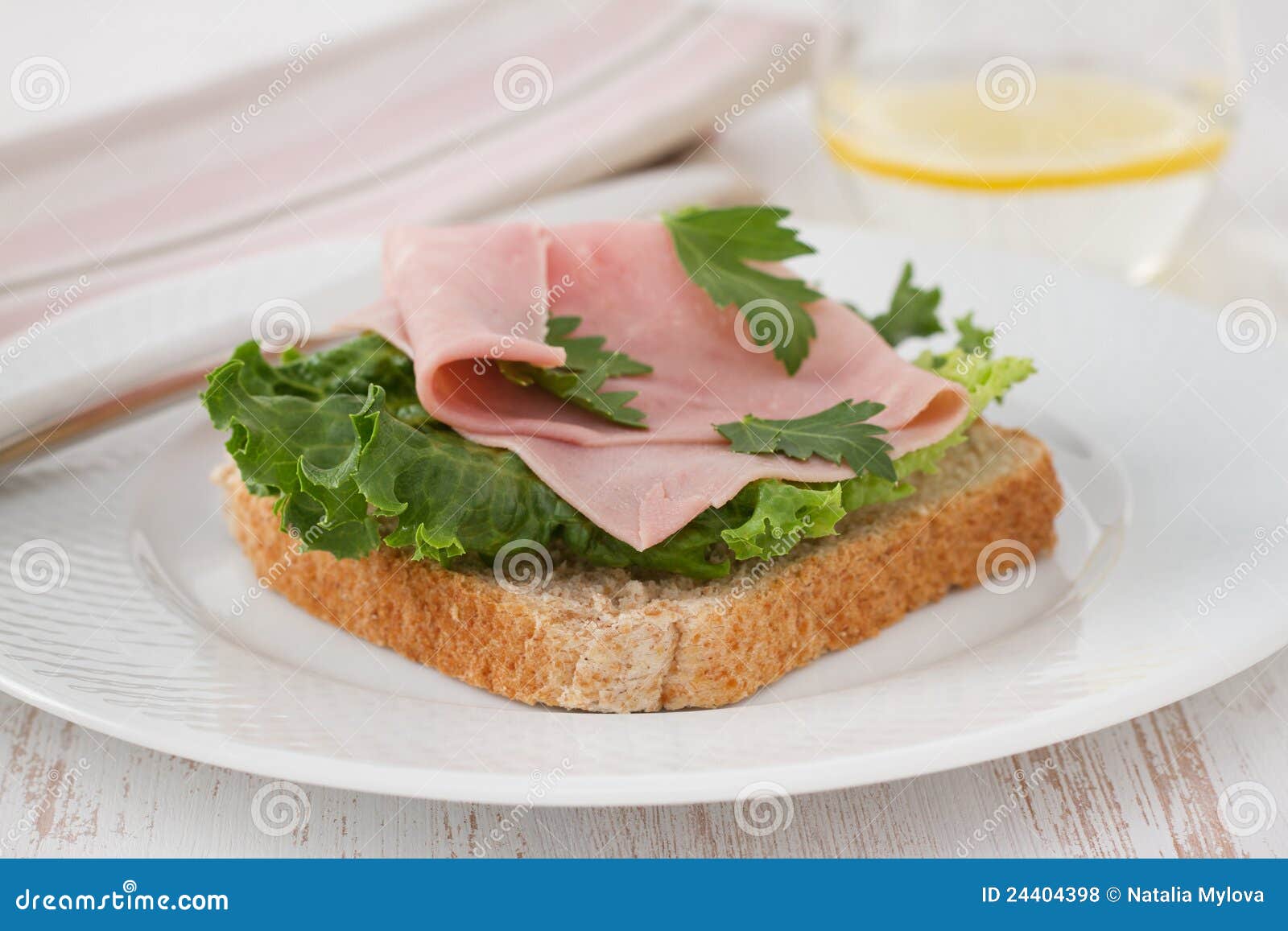 Toast with lettuce, ham stock photo. Image of toast, break - 24404398