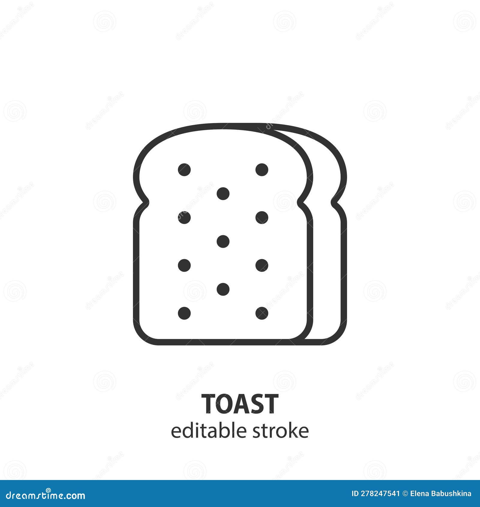Toast Line Icon. Slice of Bread Vector Symbol Stock Vector ...