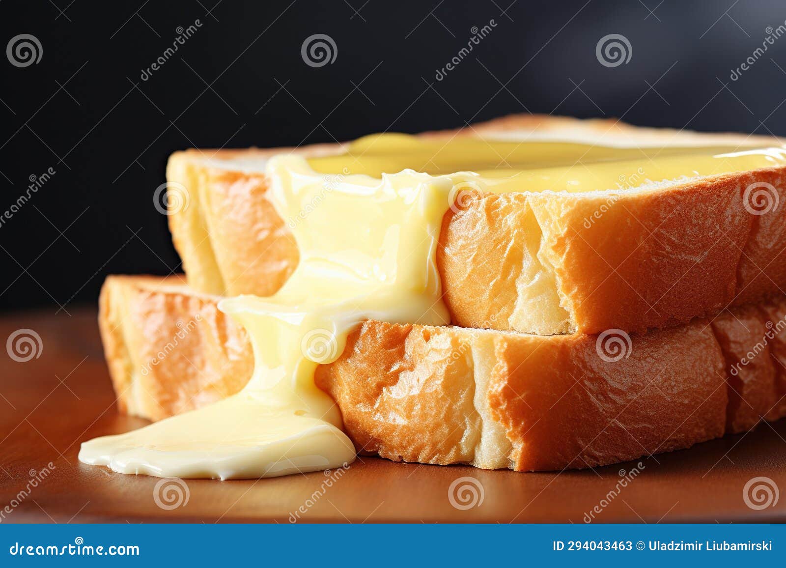 Toast with Melted Cheese on Dark Background Stock Illustration ...