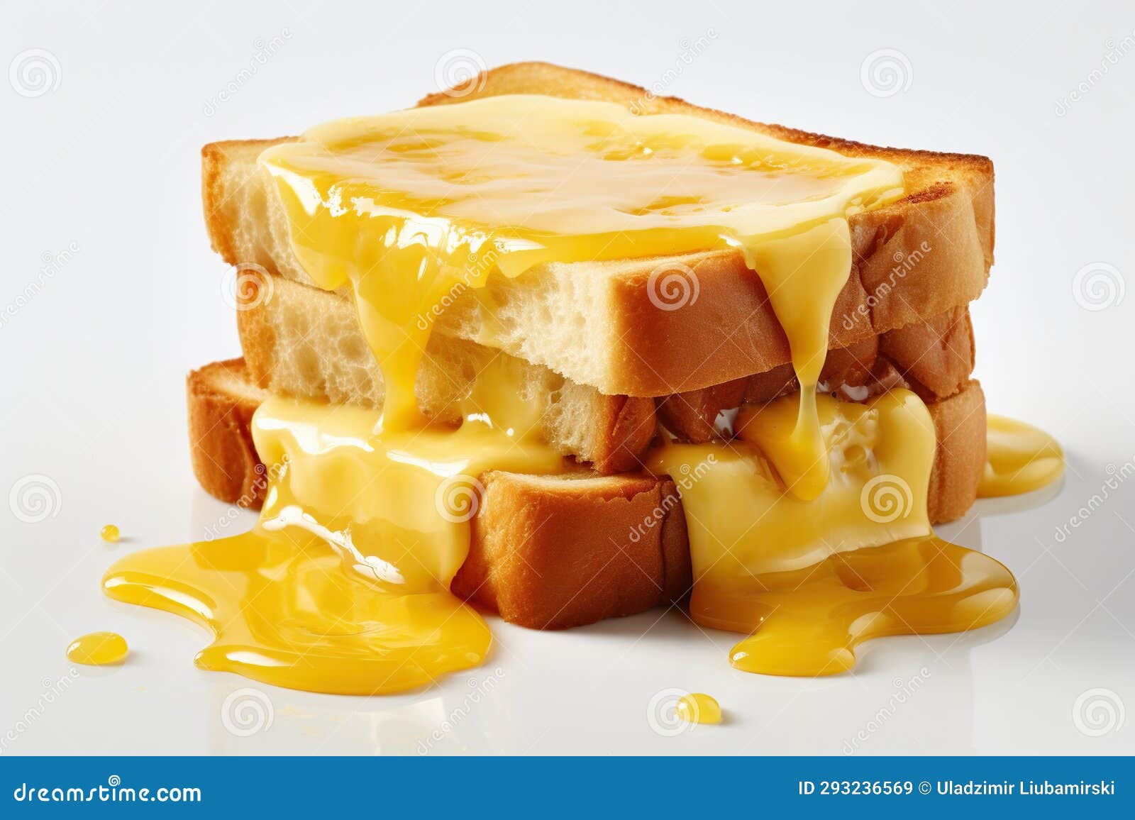 Toast with Melted Cheese on White Background Stock Image - Image of ...