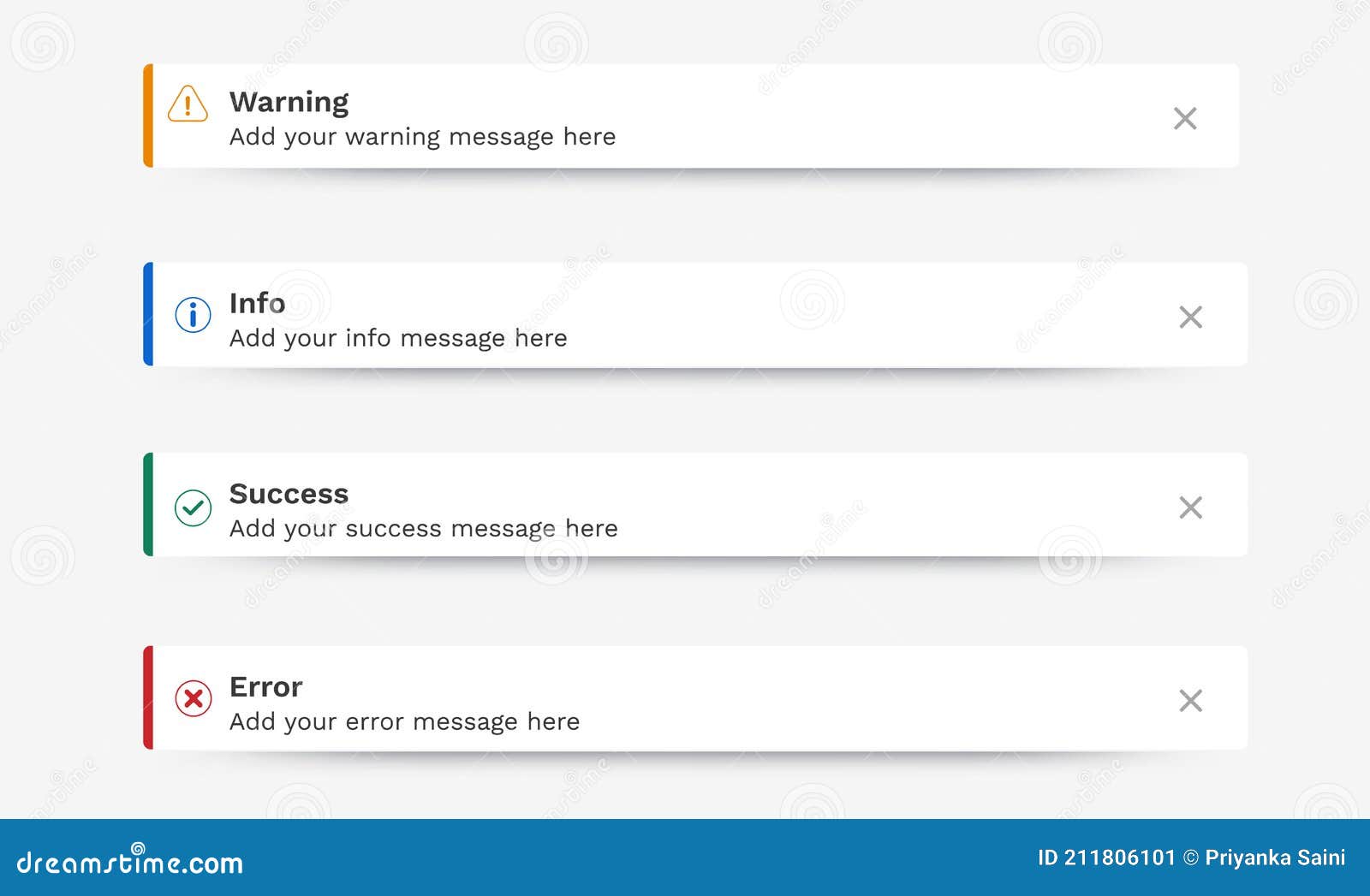 Toast, Push Notification, Pop-up Notification Message Stock ...
