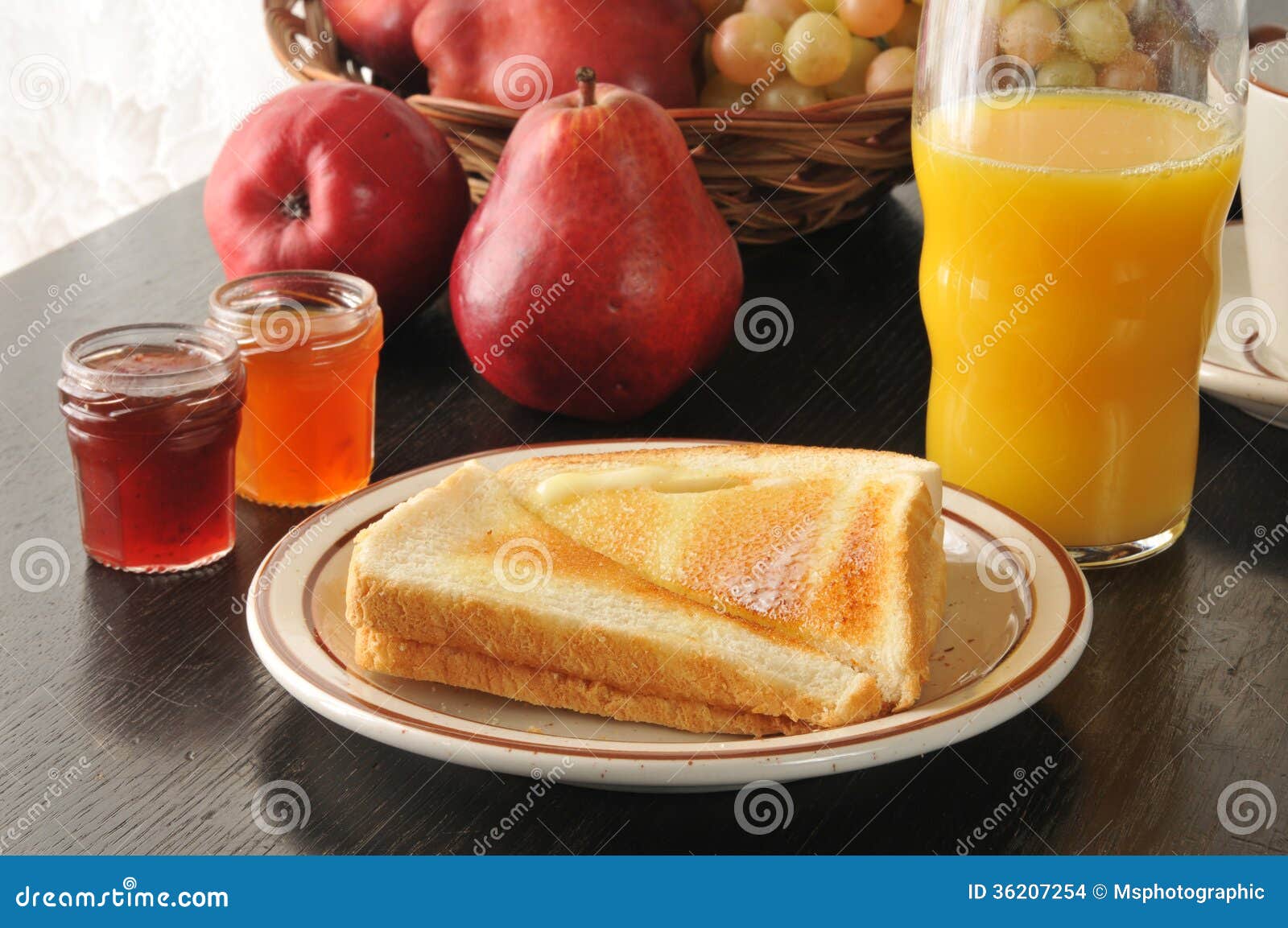 Toast and Orange Juice stock photo. Image of drink, grapes - 36207254