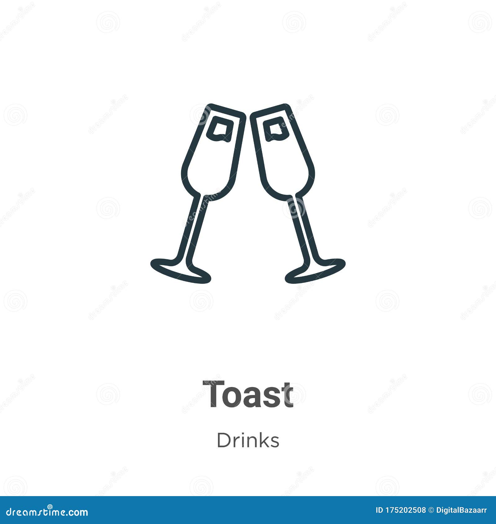 Toast Outline Vector Icon. Thin Line Black Toast Icon, Flat Vector ...