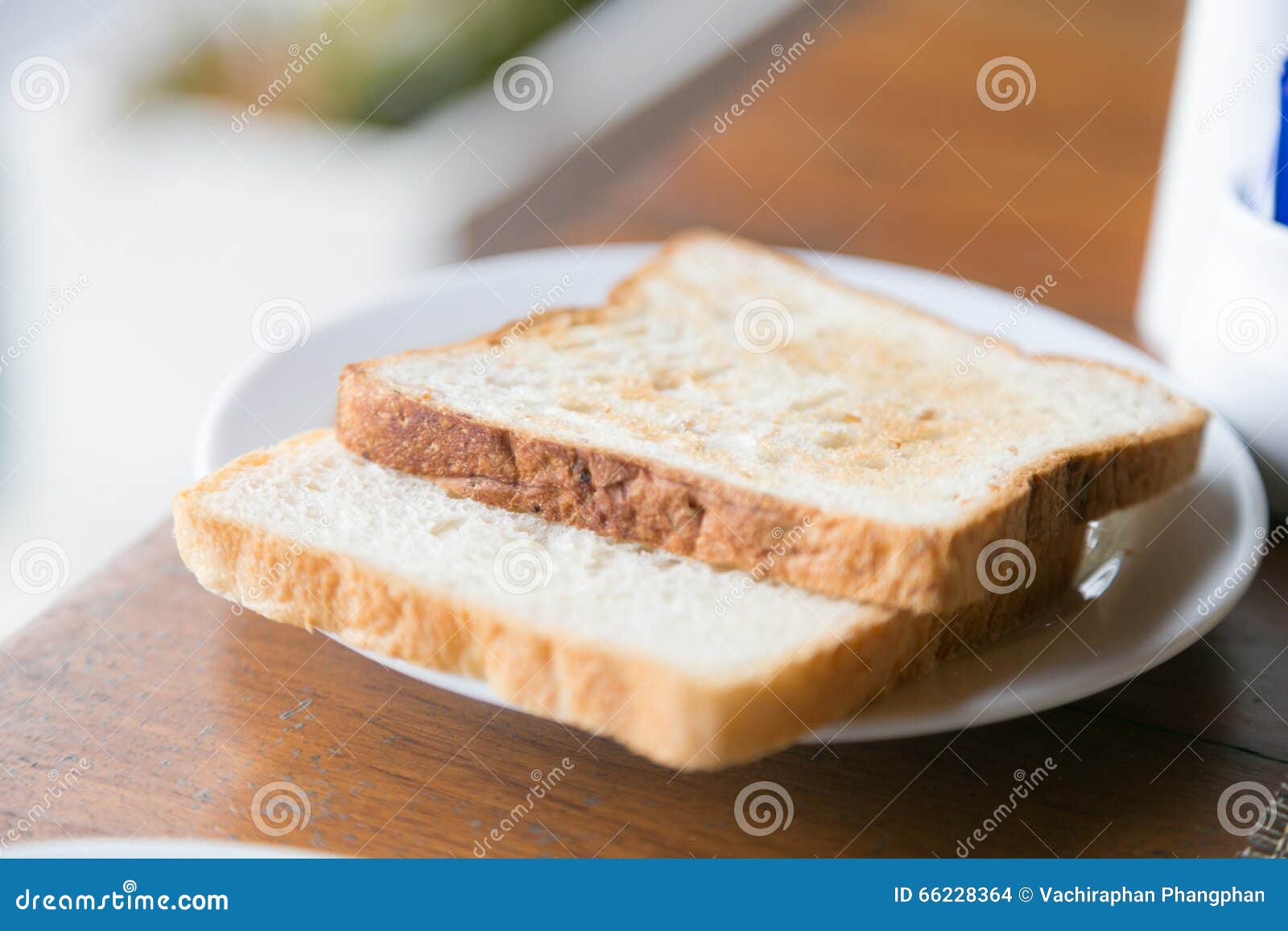 Toast on a plate stock photo. Image of closeup, snack - 66228364