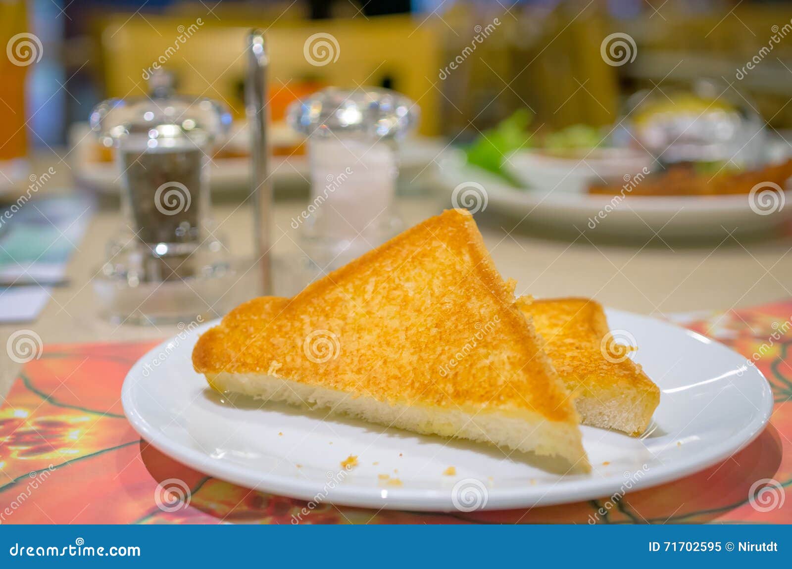 Toast on plate. stock image. Image of slice, butter, white - 71702595