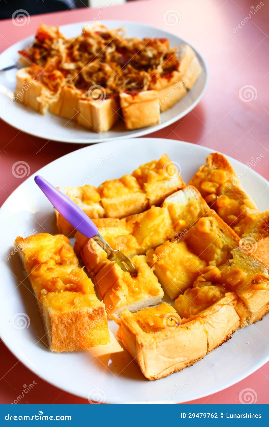 Toast on a plate with fork stock photo. Image of meal - 29479762