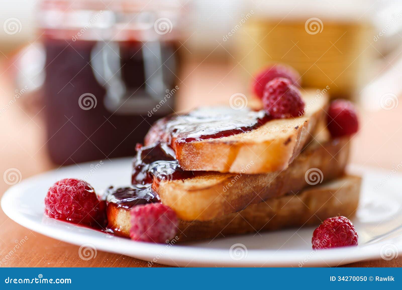 Toast with raspberry jam stock photo. Image of nutrition - 34270050