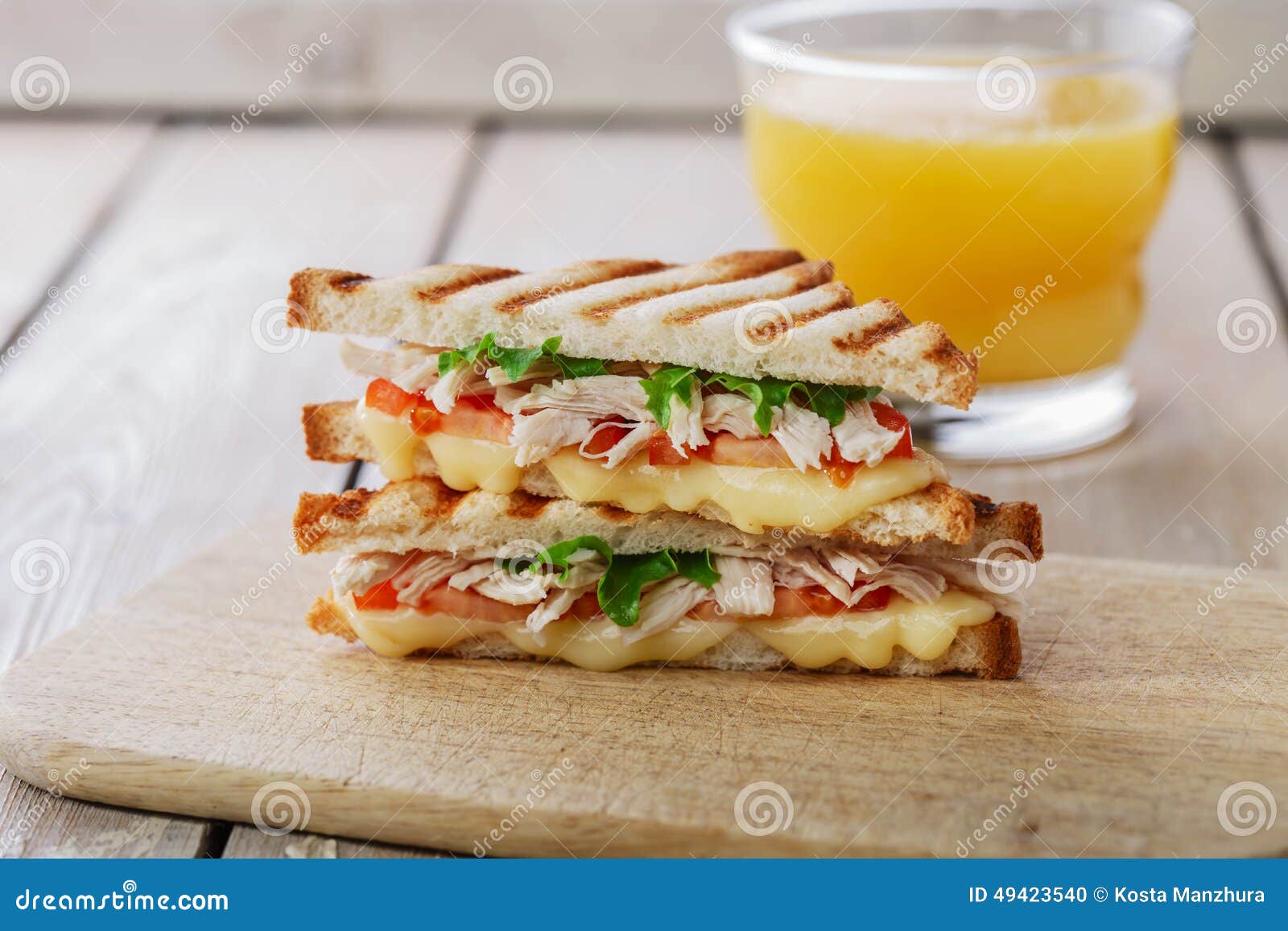 Toast Sandwich Grill with Chicken Stock Photo - Image of food, toasted ...