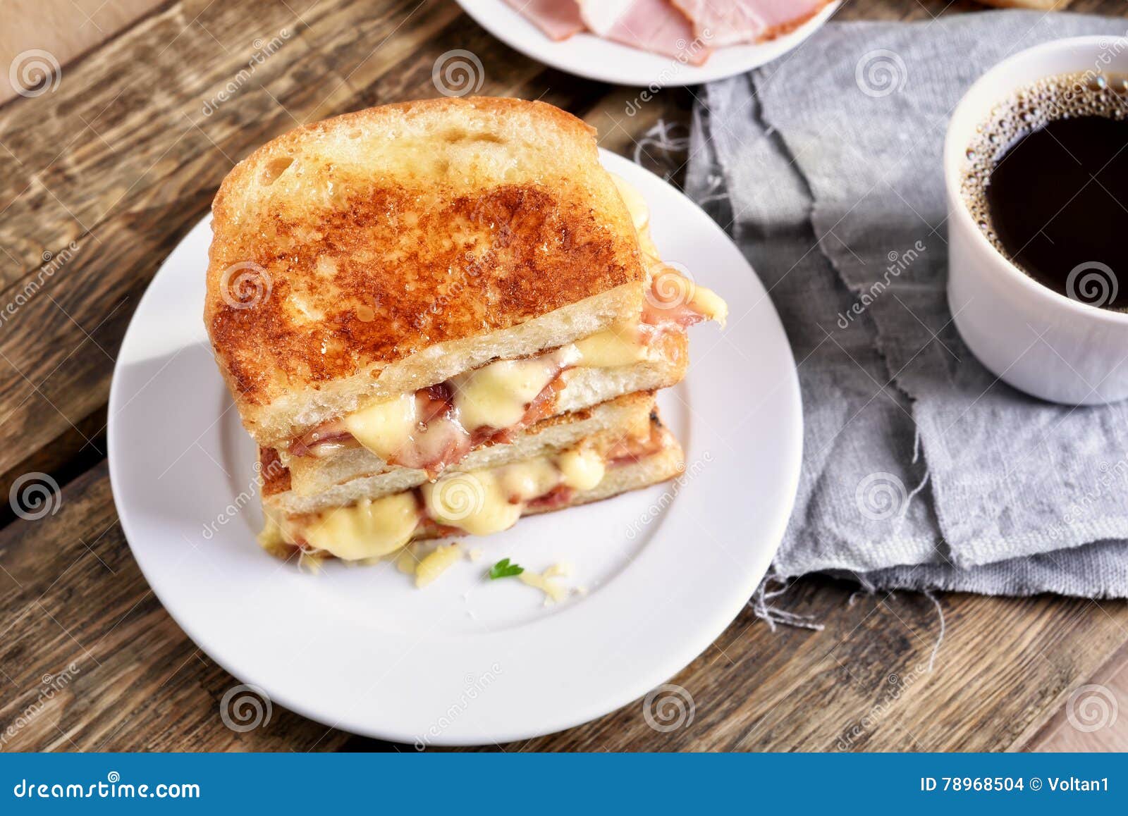 Toast sandwich, top view stock photo. Image of drink - 78968504