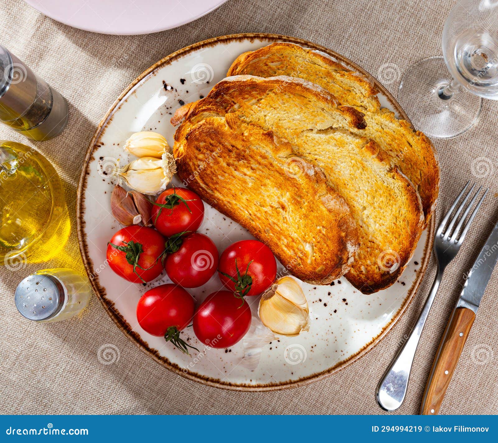Toast Served on Platter with Tomatoes Stock Image - Image of fragrant ...