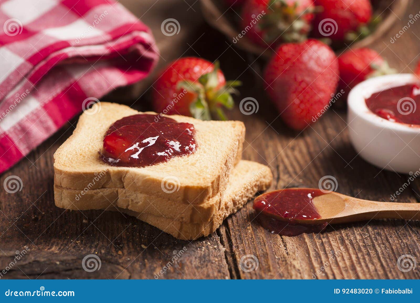 Toast Snack with Strawberry Jam Stock Photo - Image of rustic, homemade ...