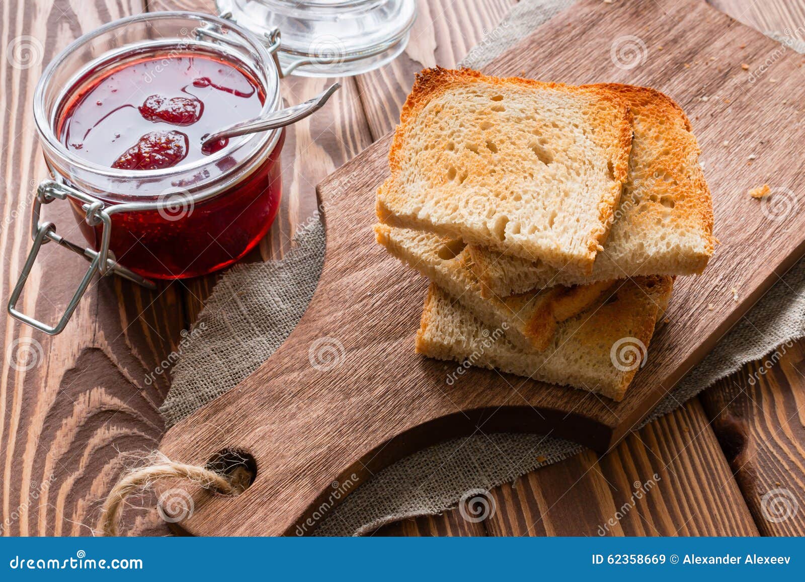 Toast Stacked Next To a Jar of Jam Stock Image - Image of delicious ...