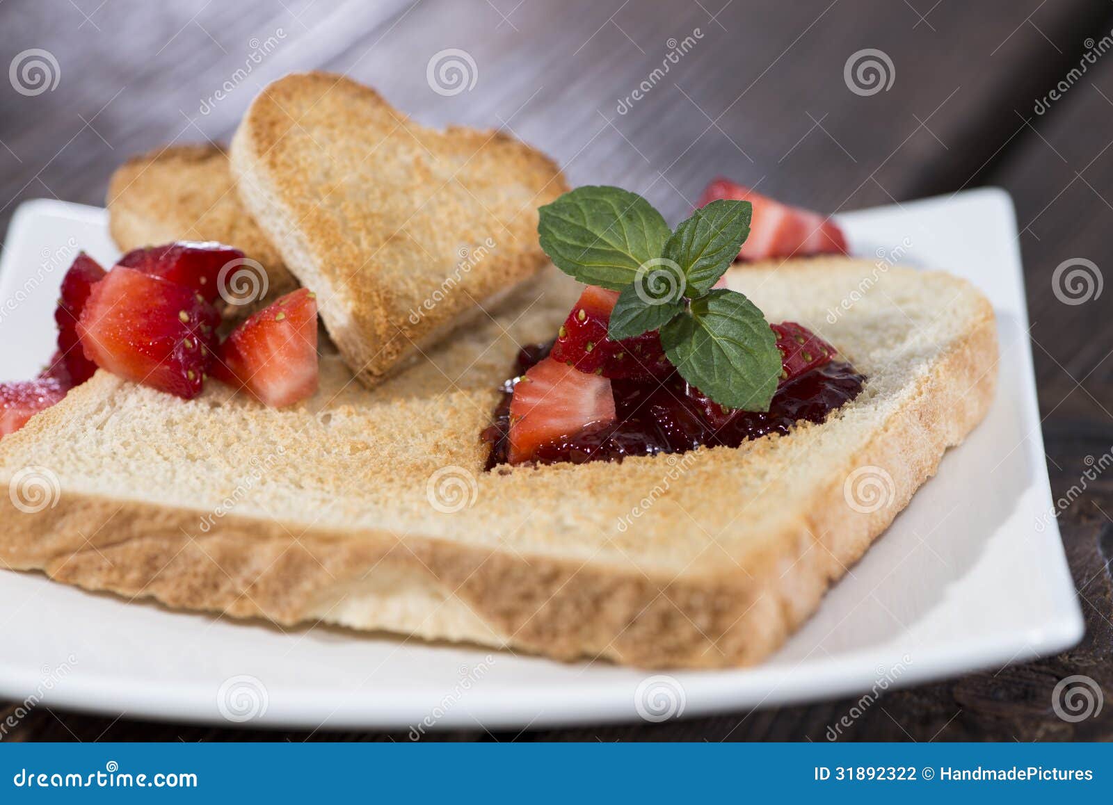 Toast with Strawberry Jam stock photo. Image of macro - 31892322