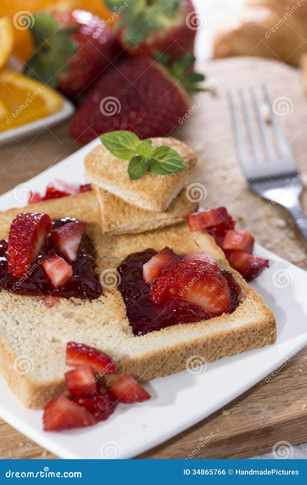 Toast with Strawberry Jam stock photo. Image of shot - 34865766