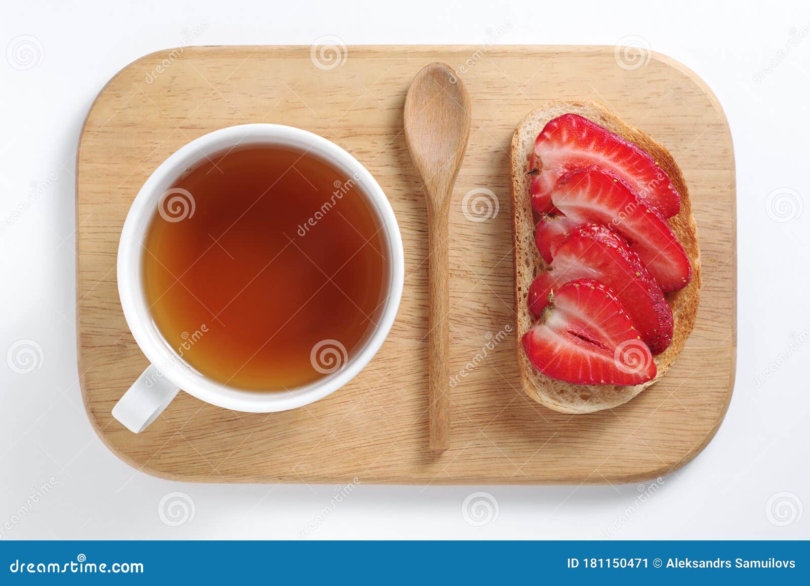 Toast with Strawberry and Tea Stock Image - Image of snack, white ...
