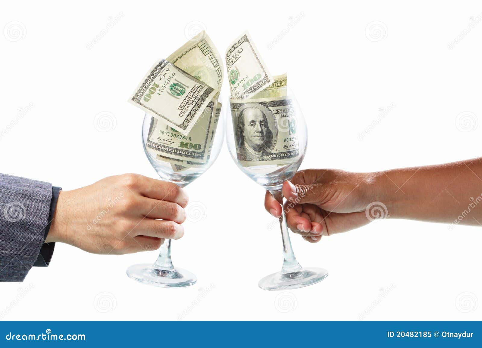 Toast Using Glass Filled with Dollar Bills Stock Image - Image of glass ...