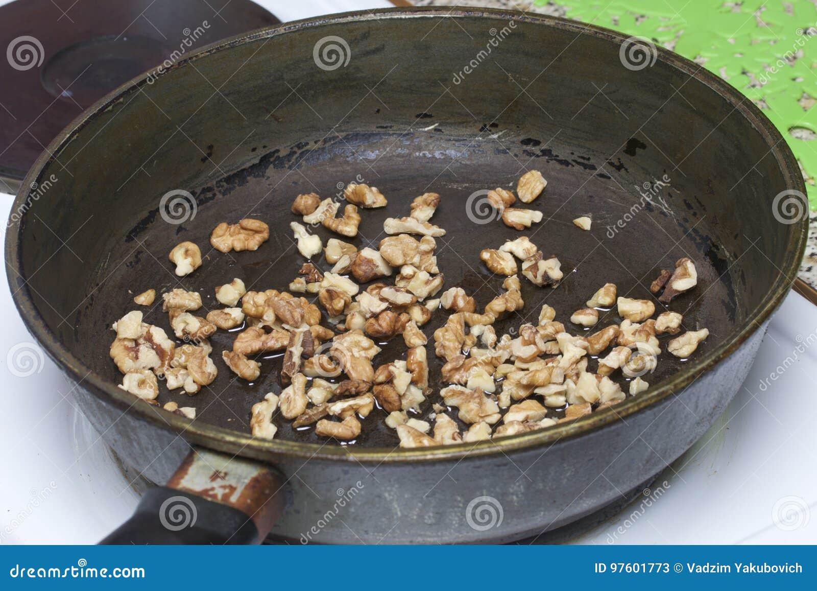 Toast the Walnuts in a Frying Pan. Stock Image - Image of assorted ...