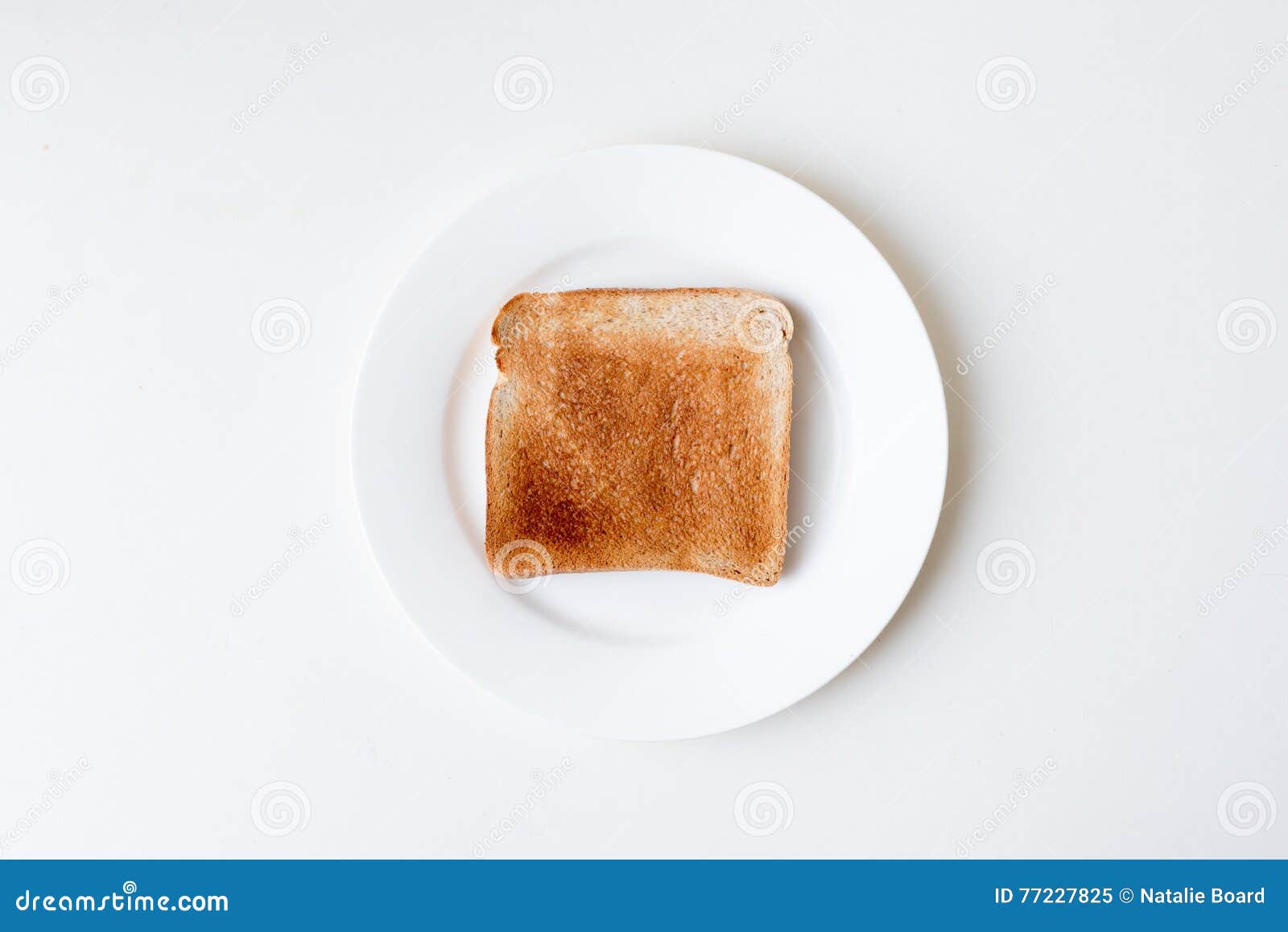 Toast on White Plate from Above Stock Image - Image of diet, living ...