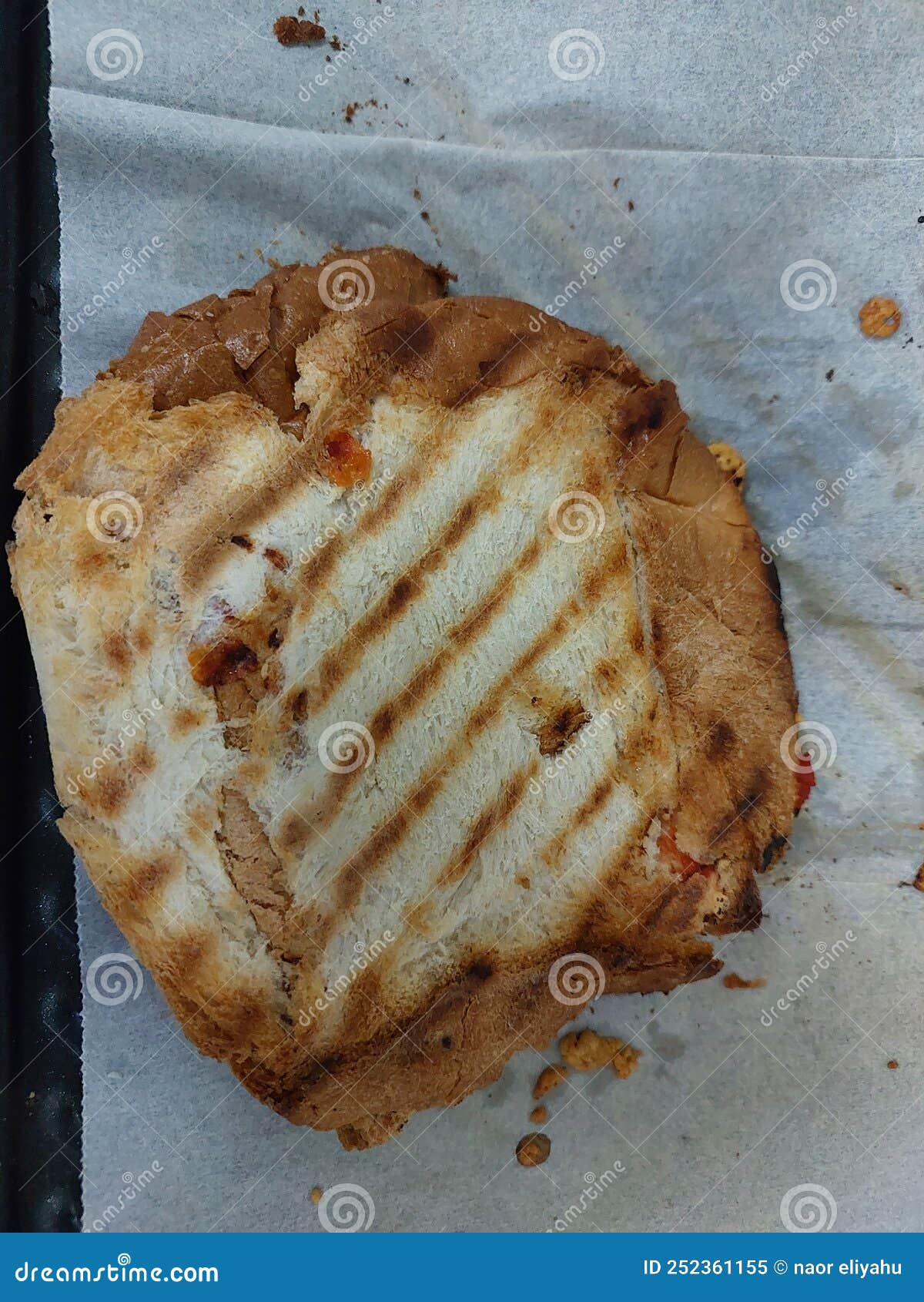 Toast with Yellow Cheese and Tomatoes Inside Stock Image - Image of ...