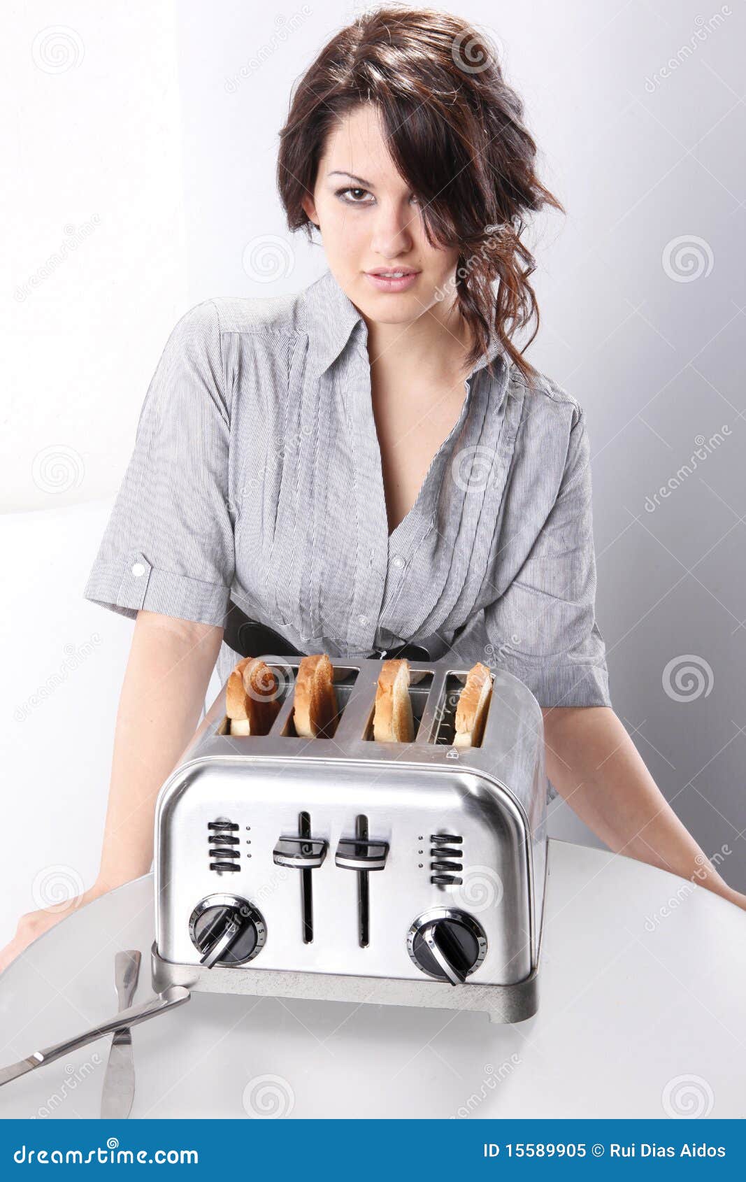 Toasted stock image. Image of pretty, breakfast, girl - 15589905