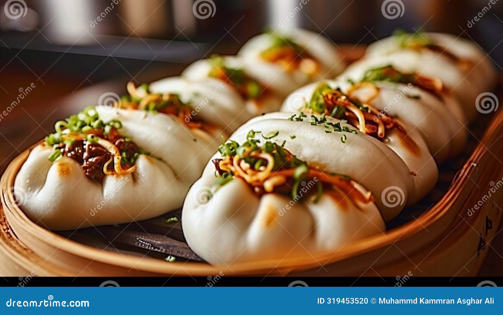 Toasted bao buns lined up stock illustration. Illustration of dessert ...