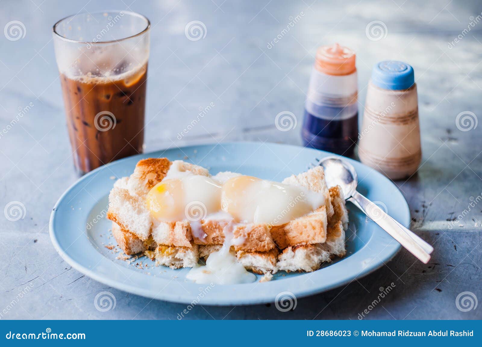 Toasted Bread with Half-boiled Eggs Stock Image - Image of breakfast ...