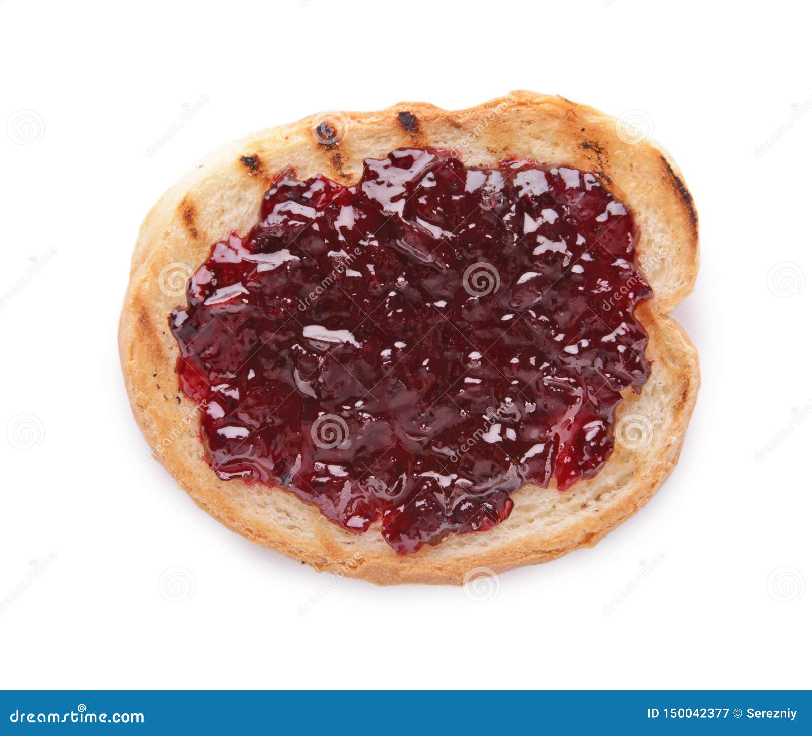 Toasted Bread with Jam on White Background, Top View Stock Image ...