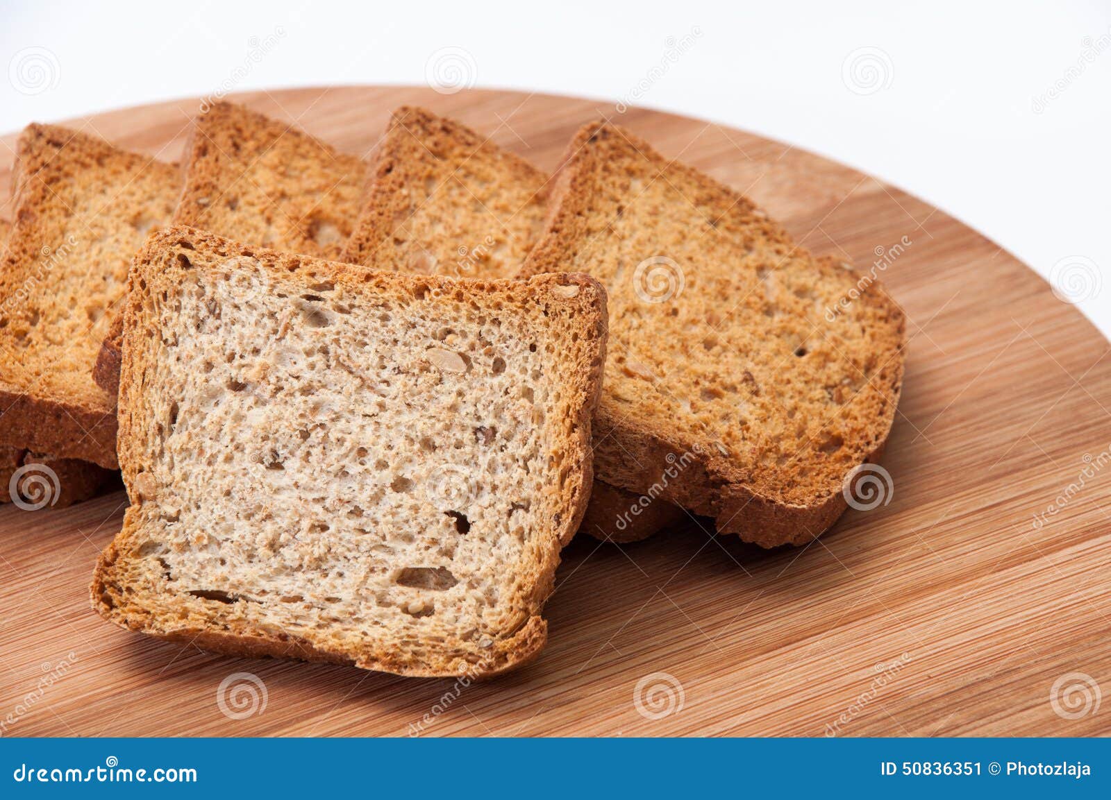 Toasted Bread on a Kitchen Wooden Board Stock Image - Image of healthy ...