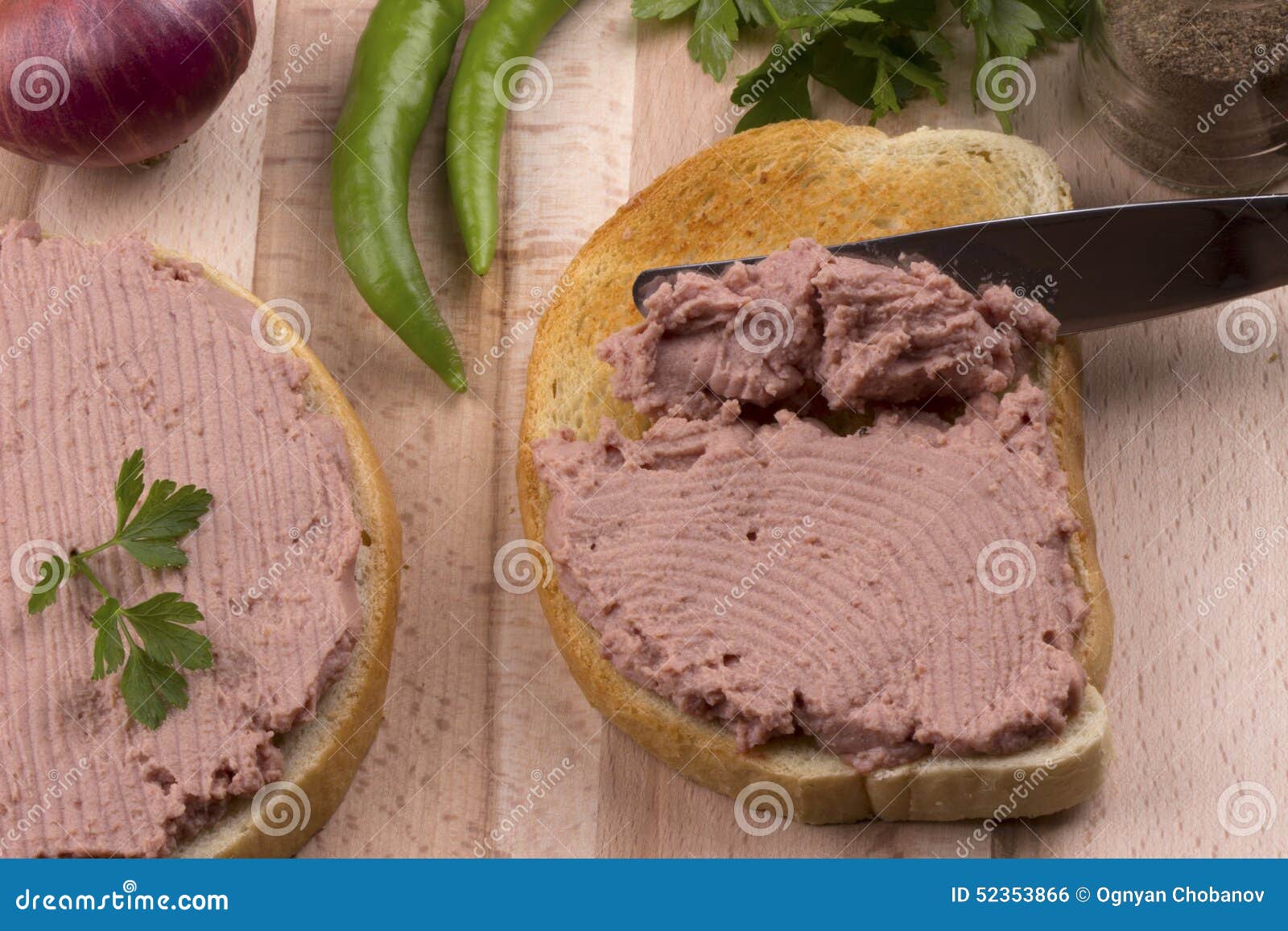 Toasted bread and pate stock photo. Image of pate, appetizing - 52353866