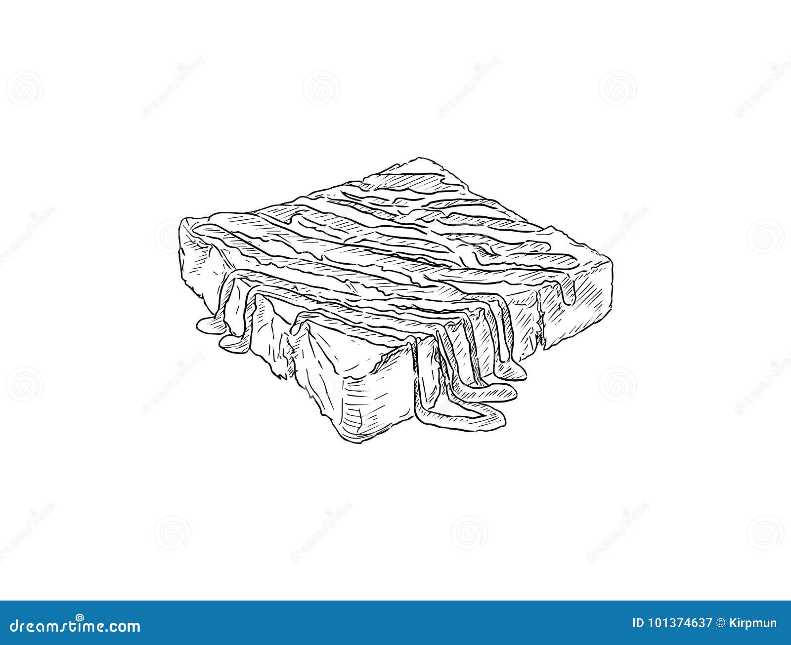 Toasted Bread with Sauce, Hand Draw Sketch Vector. Stock Vector ...