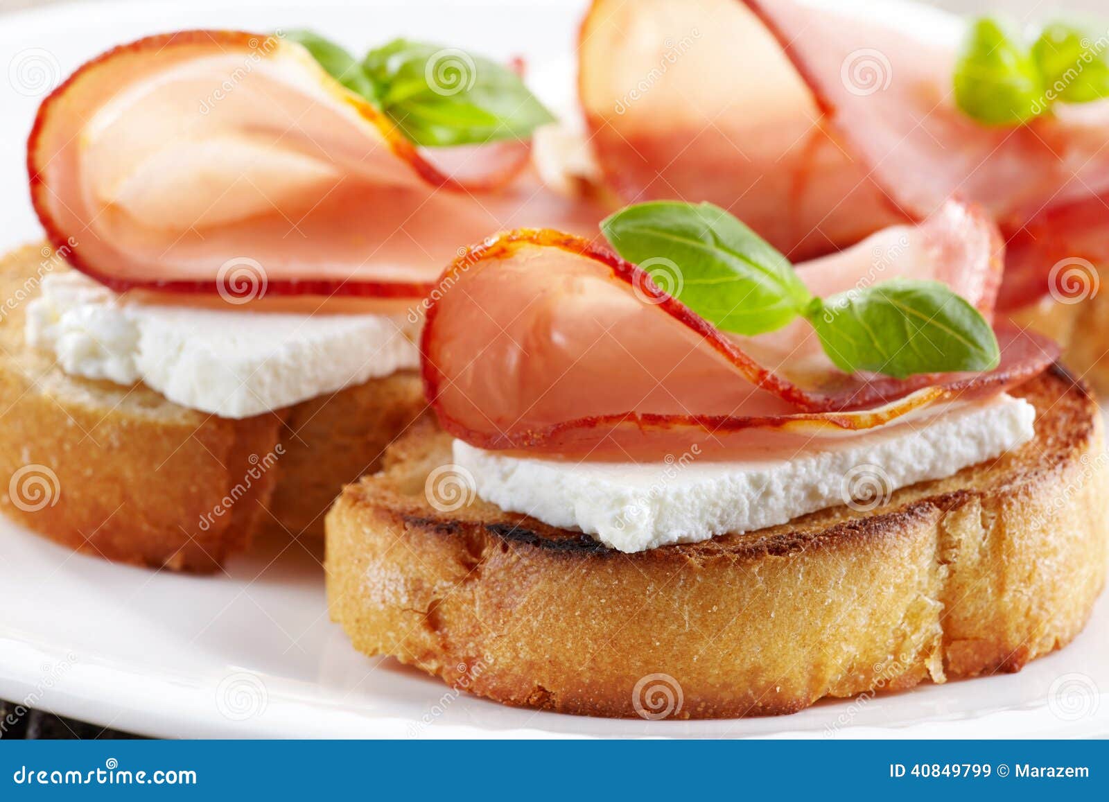 Toasted Bread With Serrano Ham And Fresh Cheese Royalty-Free Stock ...
