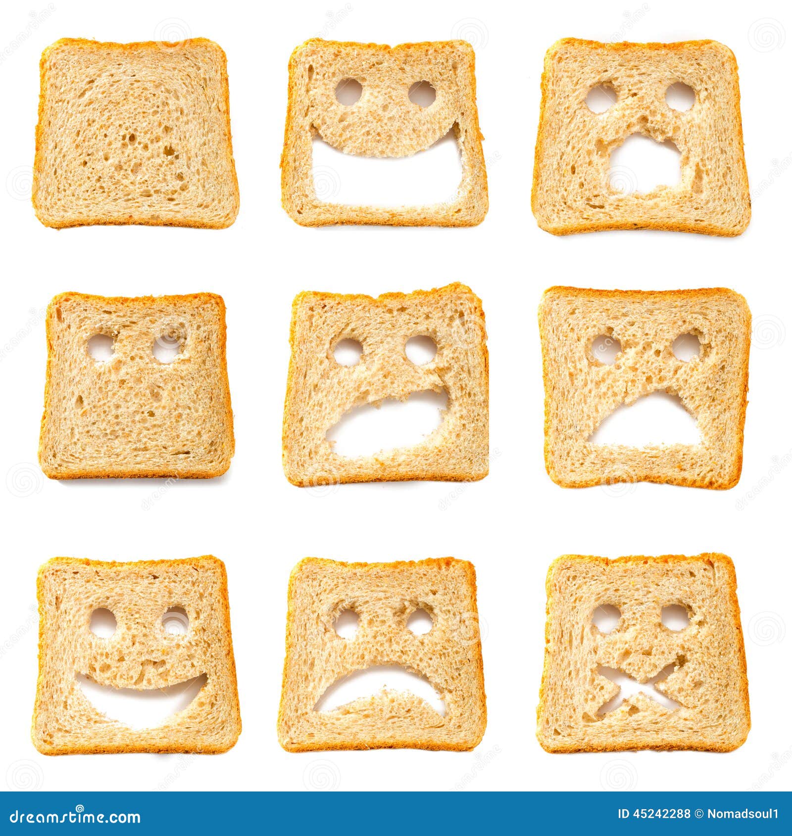 Toasted Bread Slices with Funny Faces Stock Photo - Image of expression ...