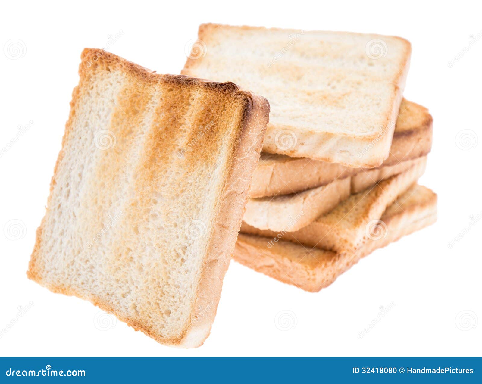 Toasted bread on white stock photo. Image of slices, baguette - 32418080
