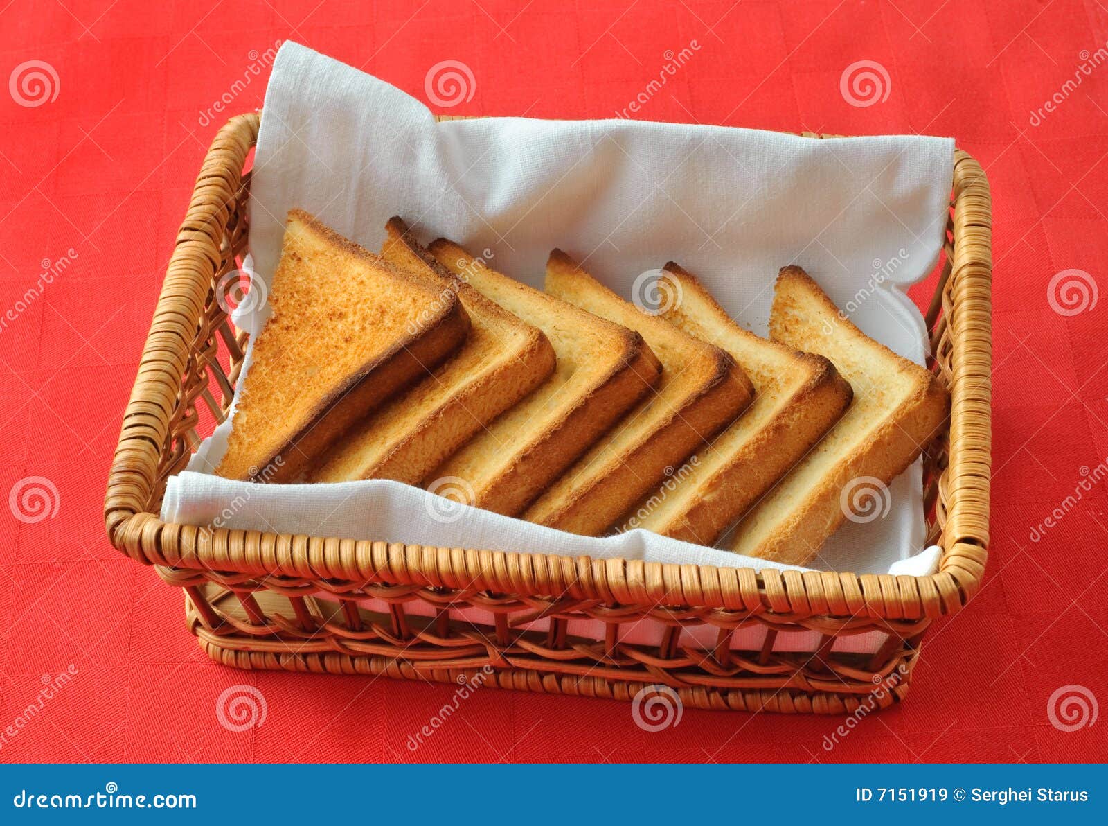 Toasted Bread in the Wicker Basket Stock Image - Image of snack, toast ...