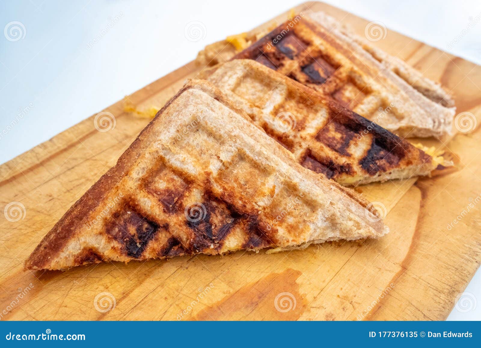 Toasted Cheese Sandwich on a Bread Board Stock Image - Image of texture ...