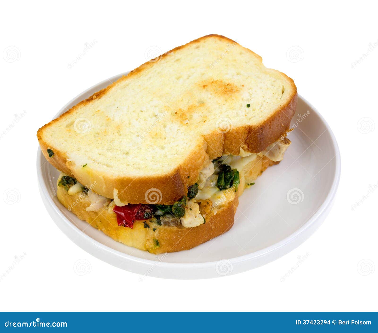 Toasted Chicken Sandwich on Plate Stock Photo - Image of dish, toasted ...