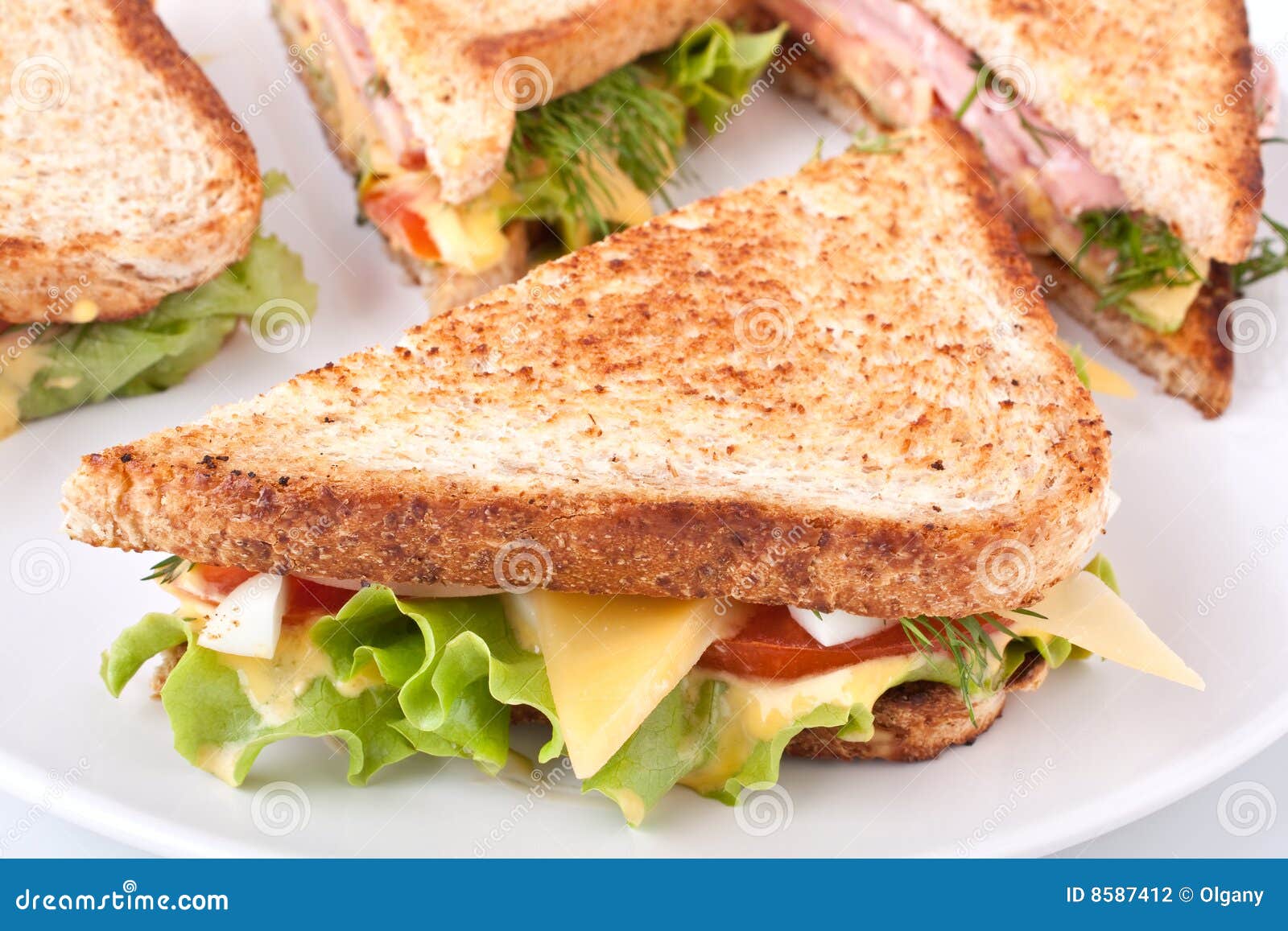 Toasted club sandwiches stock photo. Image of breakfast - 8587412
