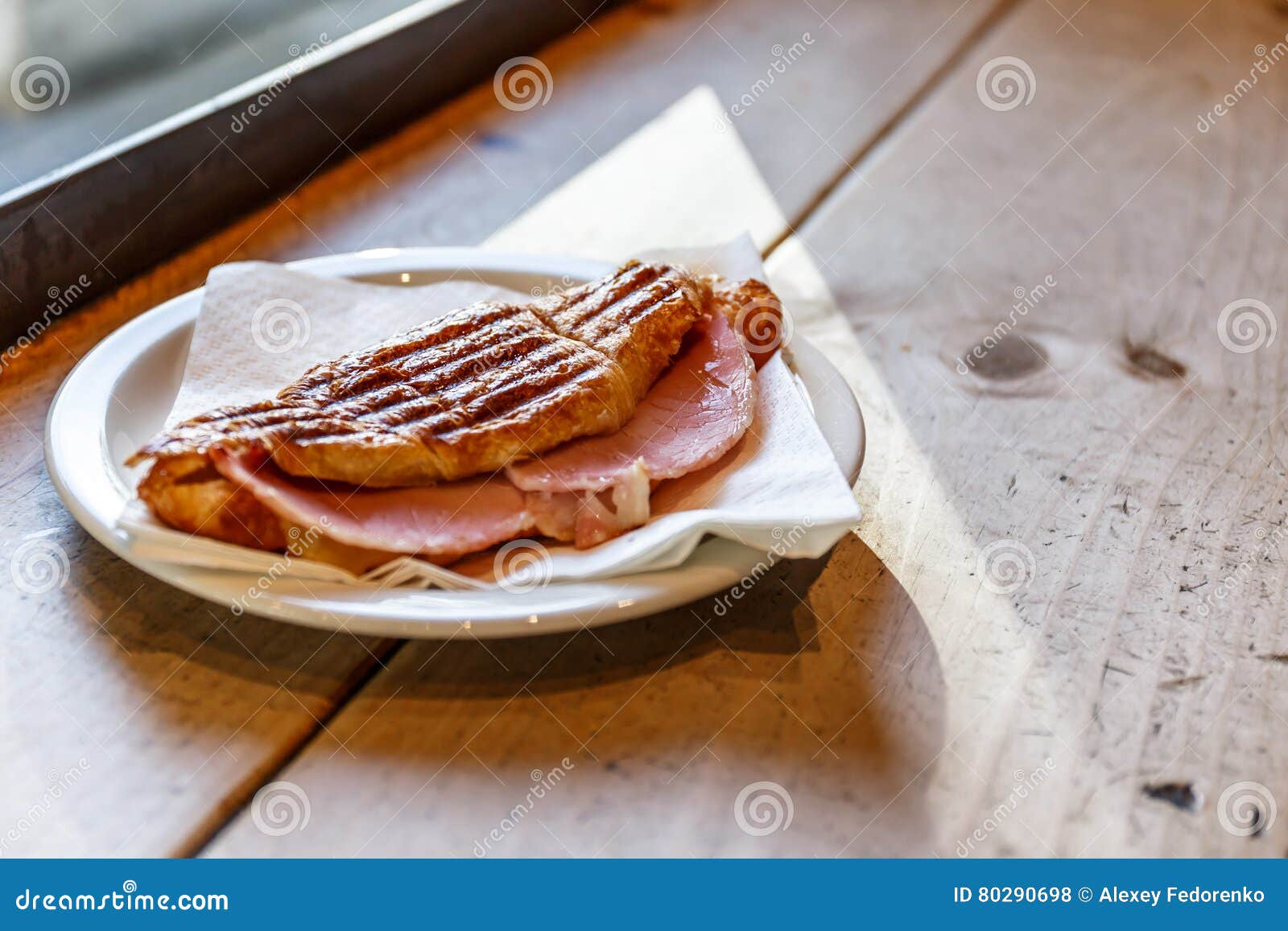 Toasted croissant in cafe stock photo. Image of baked - 80290698