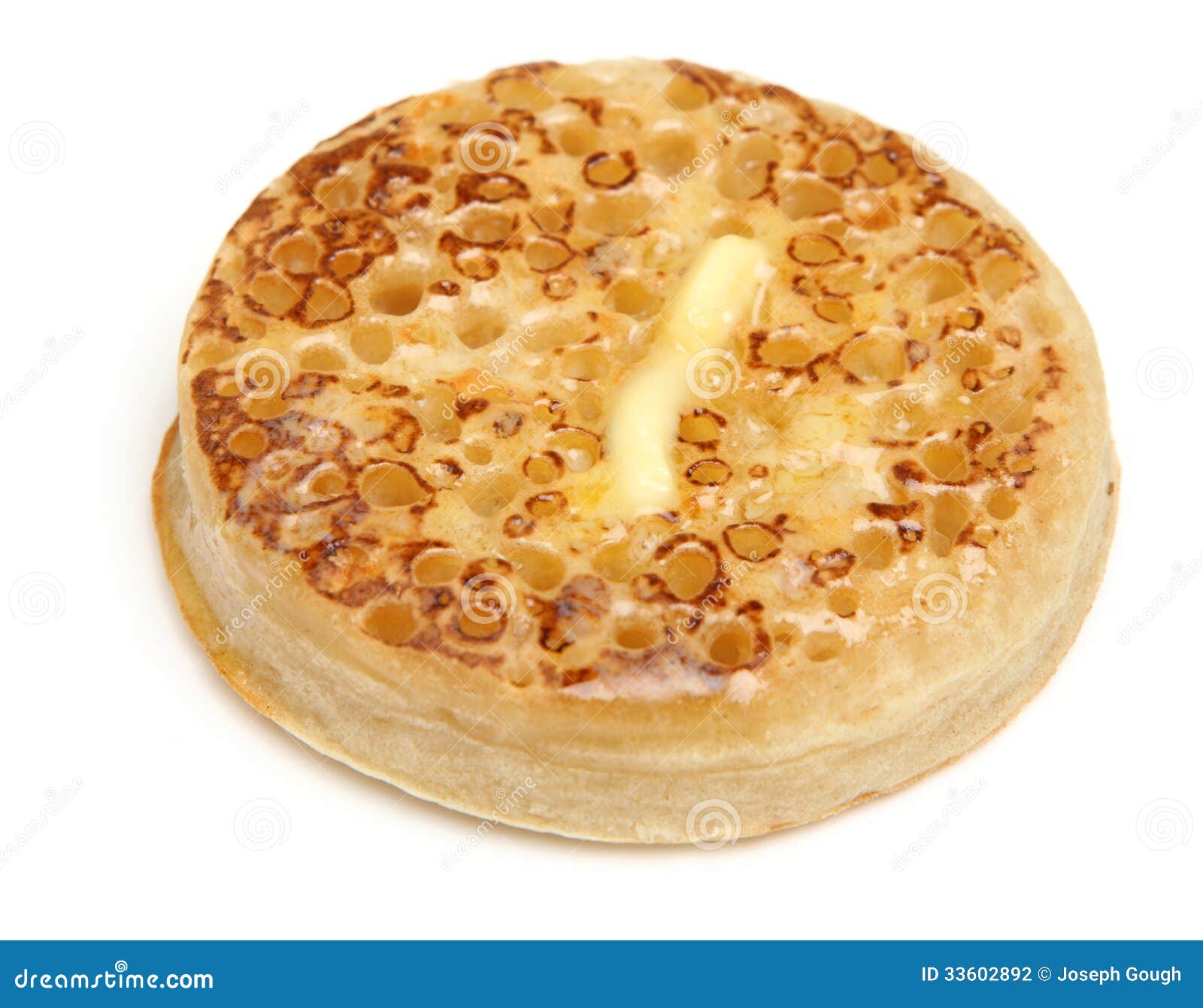 Toasted Crumpet with Butter Stock Photo - Image of macro, white: 33602892