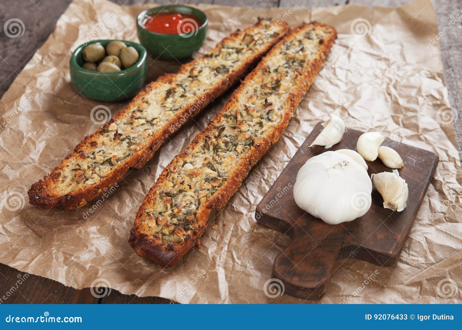 Toasted garlic bread stock image. Image of sandwich, baked - 92076433