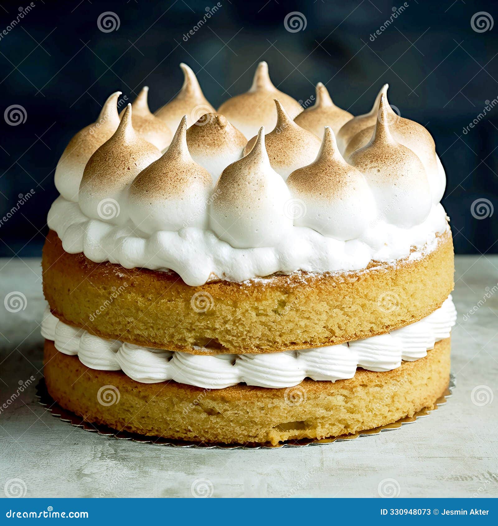 Toasted Meringue and Creamy Sponge Cake Stock Image - Image of cake ...