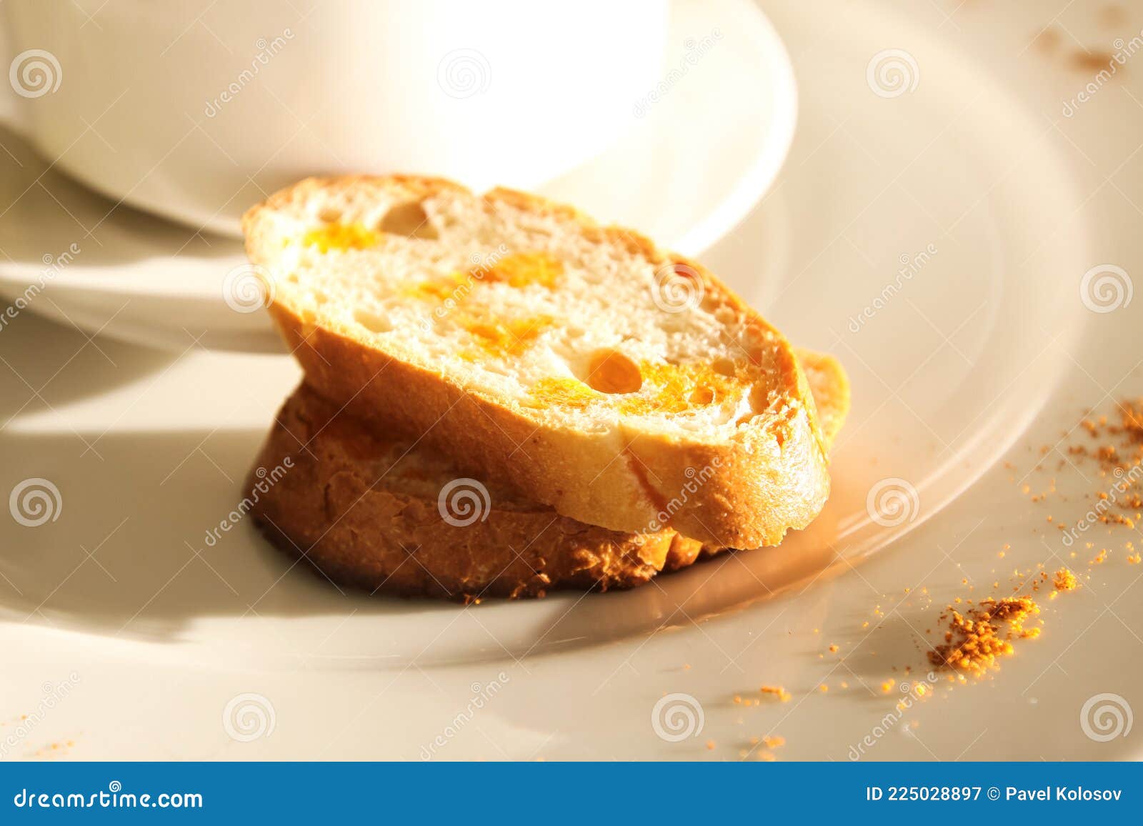 Toasted Pieces of Bread on the Table. Restaurant Dishes Stock Image ...