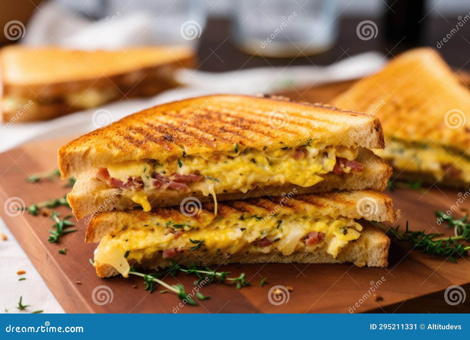 Toasted Sandwich with a Visible Spread of Yellow Mustard Stock Image ...