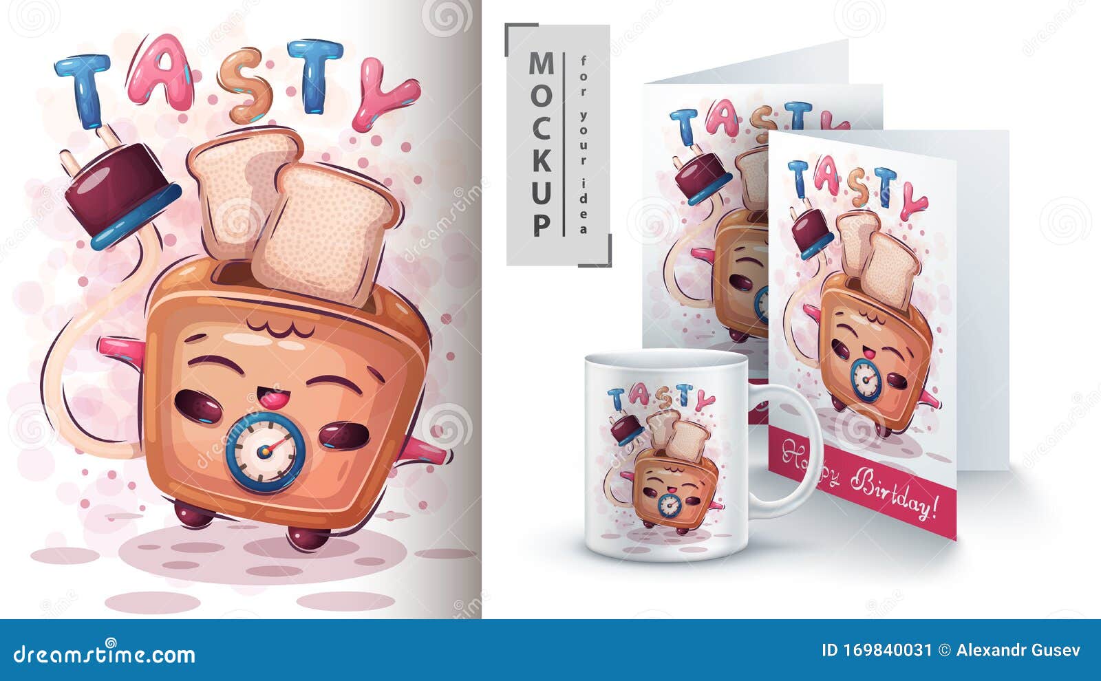 Toaster Cooking Bread Poster and Merchandising. Stock Vector ...