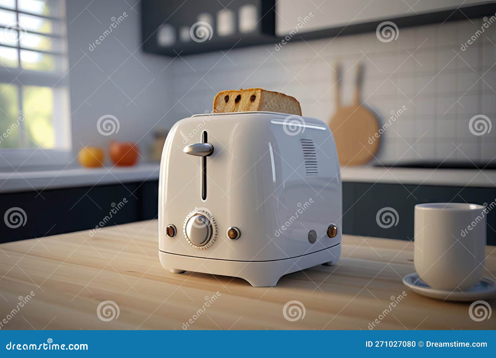 Toaster with Dishes and Sandwiches on a Light Kitchen Table ...
