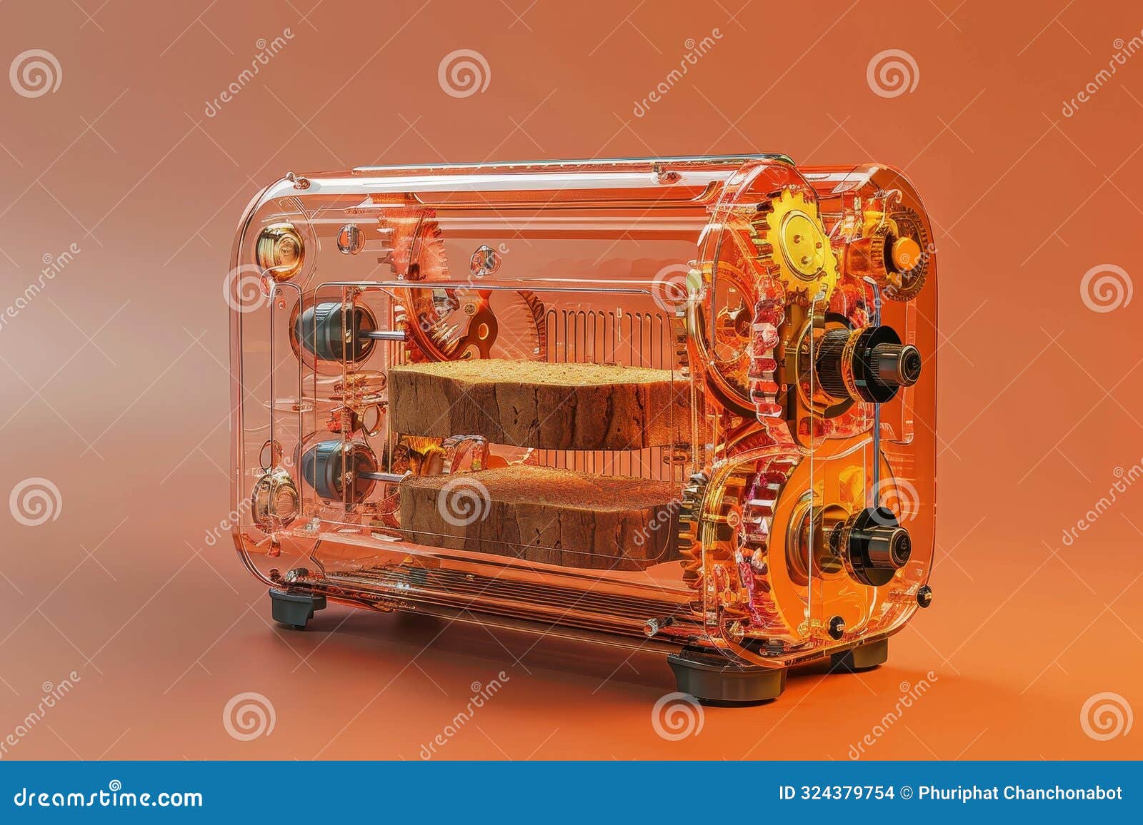 Toaster with Gears and a Bread Inside with Generative AI Stock Photo ...