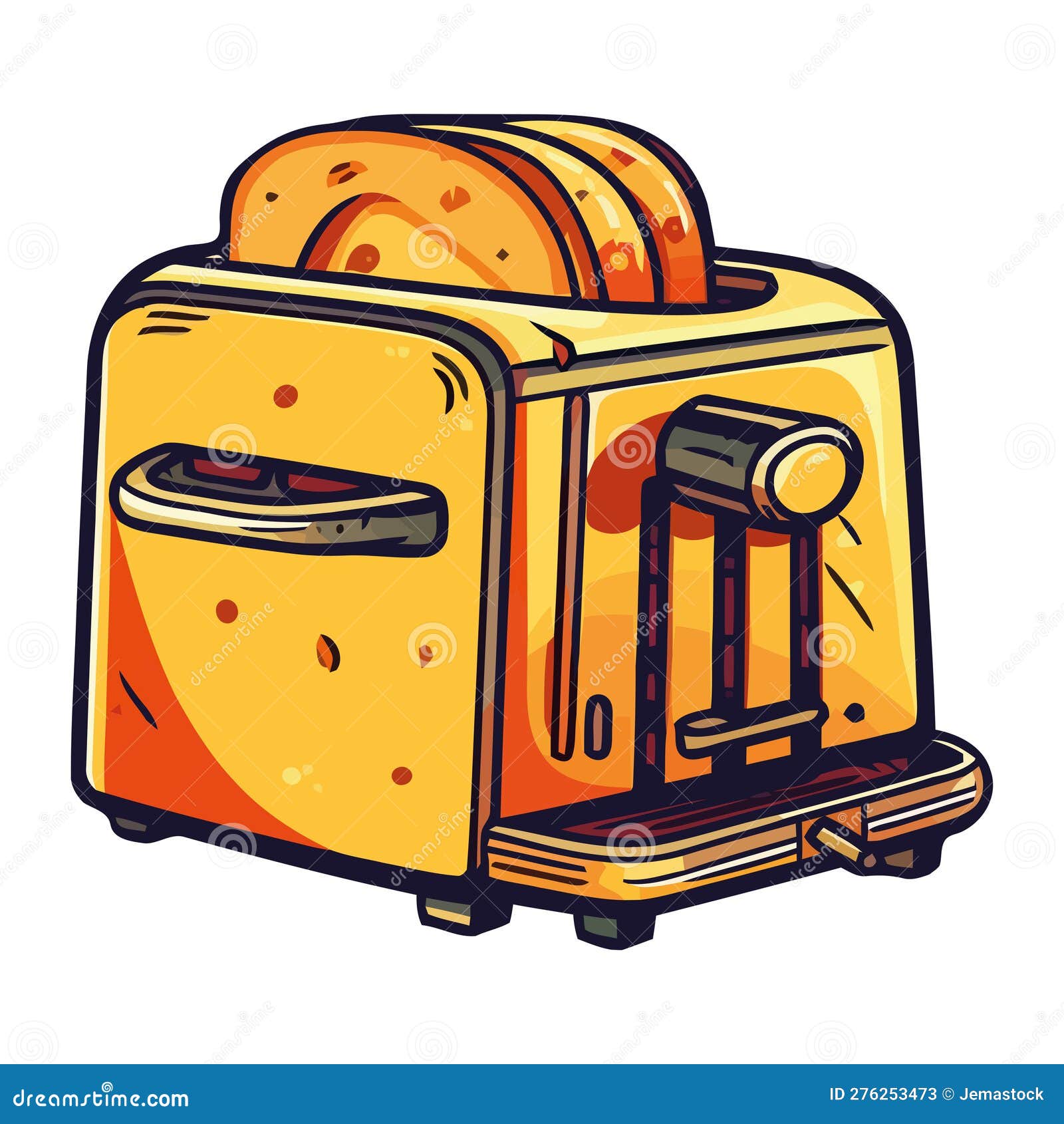 Toaster Handle Pops Fresh Bread for Lunch Stock Vector - Illustration ...