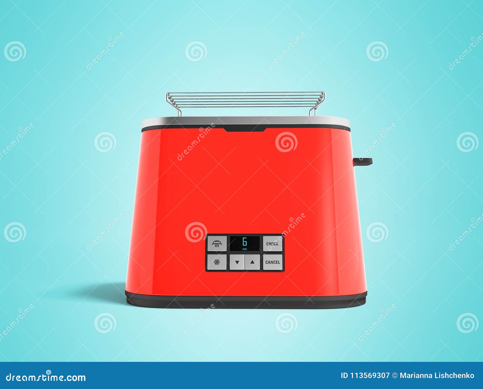 Modern Red Toaster Empty in Front 3d Render on Blue Background W Stock ...