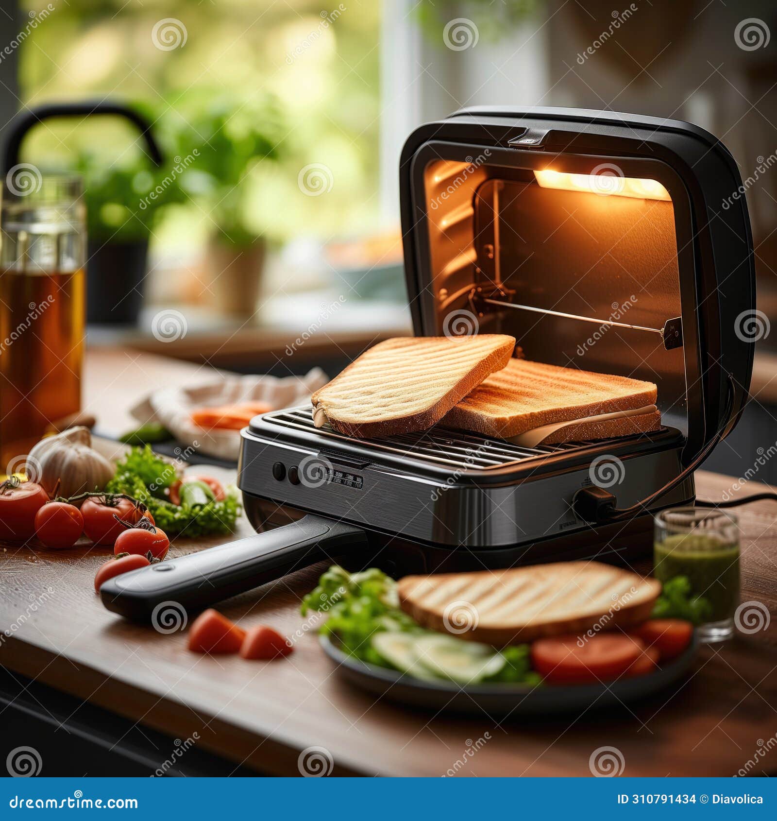 Toaster on Kitchen Table Cooking Stock Illustration - Illustration of ...